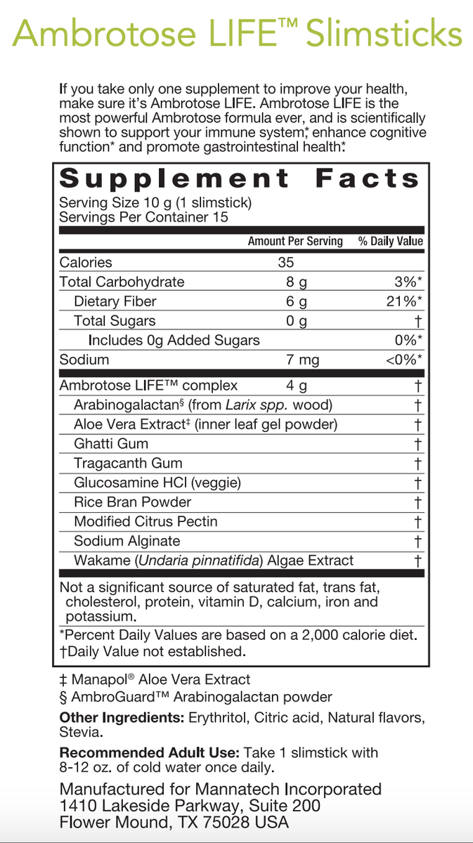 Ambrotose LIFE® Slimsticks (15 Slimsticks) – es-mannaproducts
